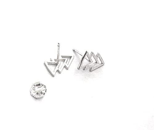Amazon.com: Sterling Silver Triangles Stud earring, 925, ear cuff ...