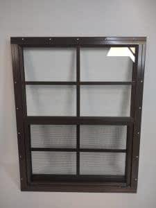 Shed Window 18x27 - Vertical Slider with Built-in Bug Screen (Brown ...