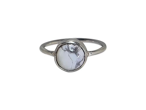 Amazon.com: Natural Howlite Ring 925 Sterling Silver Handmade Jewelry ...