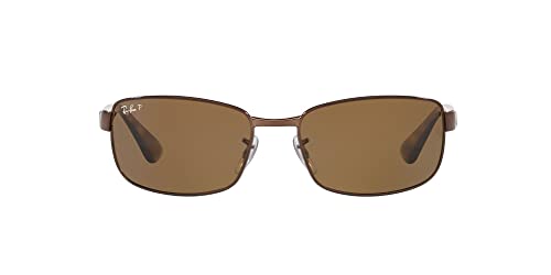Ray-Ban RB3478 Rectangular Sunglasses, Brown Frame/Brown Polarized, 60 ...