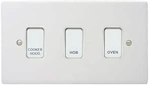 Customised Grid Switch Kitchen Control Panel - 3 Gang (White) : Amazon ...