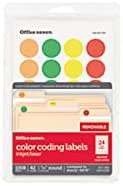 Office Depot Brand Removable Round Color-Coding Labels, OD98789, 3/4in ...