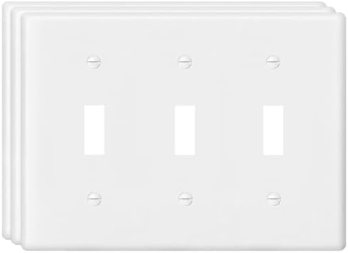 Bates- Triple Light Switch Wall Plate, 3 Pack, White, Triple Light ...