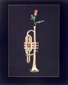 Amazon.com: Trumpet with Rose Musical Instrument Wall Decor Art Print ...