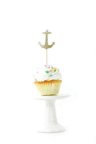 Amazon.com: Anchor Gold Glitter Cupcake Toothpick Toppers : Grocery ...