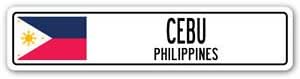 Amazon.com - Pack of 4 Stickers - CEBU, Philippines Street Sign Sticker ...