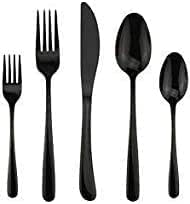 Silverware Set, DEALIGHT Flatware Set, 5-Piece Heavy-Duty Cutlery ...