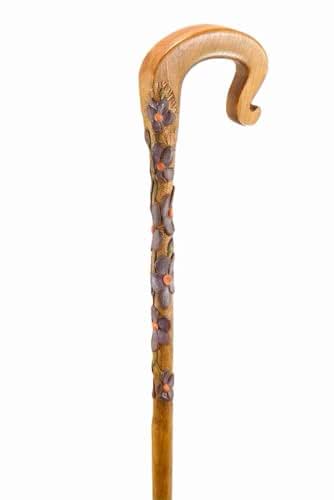 Amazon.com: Craved Shepherd Crook Handle Wooden Walking Stick -Premium ...