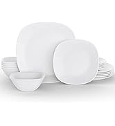 Amazon.com | Square Dinnerware Set, MEKY Glassware 18-Piece Service for ...