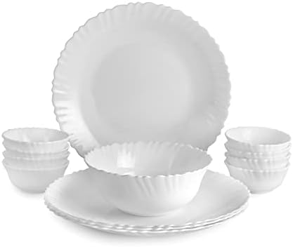 Cello Opalware Dazzle Series Plain Dinner Set, 13Pcs | Opal Glass ...
