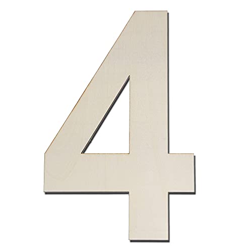 Snapklik.com : 12 Inch Large Wood Number Sign 4, Unfinished Blank ...