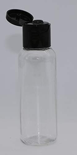 50 ML - Empty Clear Transparent Refillable Plastic Bottles with Black ...