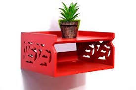 DECORVISTA Wooden Set Top Box Wall Shelf WiFi Routers Holder Wooden ...