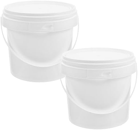 Amazon.com: HEMOTON White Plastic Pail 2pcs White Plastic Bucket with ...