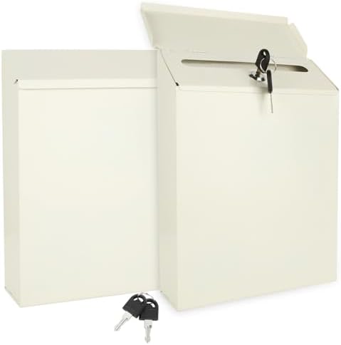 ZOFUN 2 Pcs Outdoor Letter Boxes White, 29 x 22 x 6.5 cm White Post ...