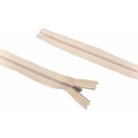 9" 23cm Concealed Invisible Closed End Zips Cream - per Single Zip ...