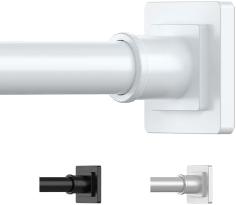 Amazon.com: Thestoa White Shower Curtain Rod Adjustable 30-80" with ...
