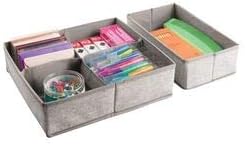 mDesign Set of 2 Drawer Organisers with 5 Compartments - Fabric Storage ...