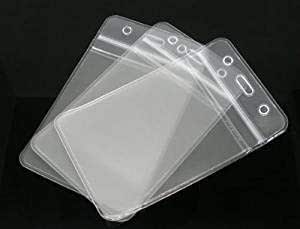 Quality Pack of 10, 25 or 50 Vertical Clear PVC Plastic Pocket ID Badge ...