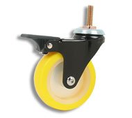 Cool Casters - Classic Caster, Yellow Wheel, Black Yoke, Threaded Stem ...