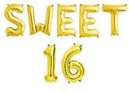 SmartEdge Sweet 16 Gold Alphabets/Letters Foil Balloon 16 inch (Pack of ...