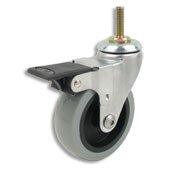 Cool Casters - Classic Caster, Grey Wheel, Satin Chrome Yoke, Threaded ...