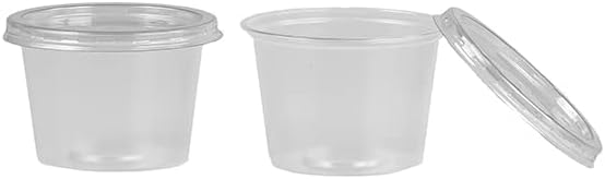 LEO 25pcs x 1oz Clear Plastic Reuseable Small Container Pots with Lids ...