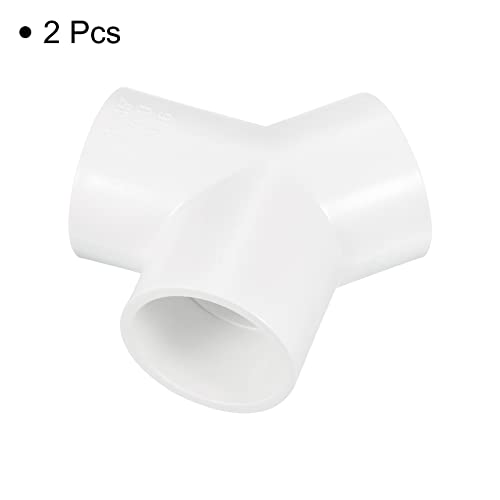 PATIKIL 50mm PVC Pipe Fittings, 3 Pack 3 Way Y Shape Water Tubing Joint ...