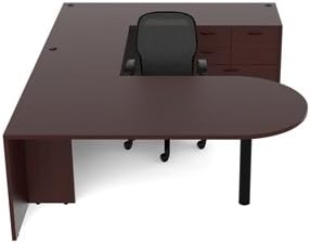 Amazon.com: Cherryman AM-363N U Shaped Desk with Oversized Cabinet ...