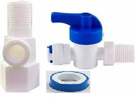 Ion Blue RO Plastic Inlet Ball Valve DV Set with Connection/Teflon Tape ...