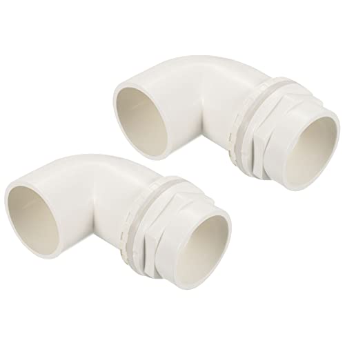 PATIKIL 50mm/1.97″ PVC Elbow Water Tank Pipe Connector, 2 Pack Coupling ...