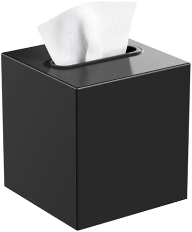 Amazon.com: Black Tissue Box Cover Square - Plastic Facial Tissue Box ...