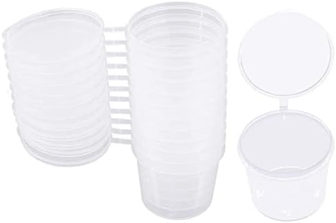 CYH 100 Pack 1oz Round Food Containers with Hinged Lids, Plastic Lid ...