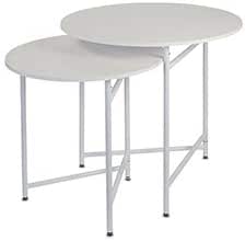 Amazon.com: SSWBasics Round Nesting White Tables (Display Tables ...