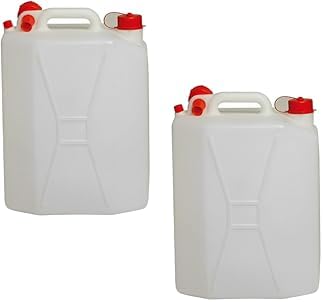 Pack of X2 HDPE Plastic 25L Heavy Duty Anti Glug Water Container Tank ...