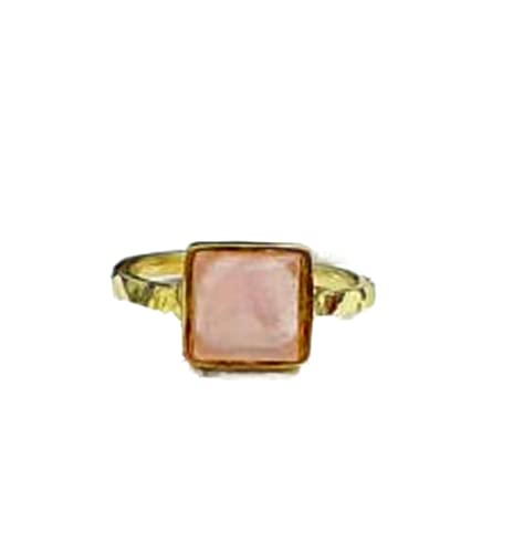 Amazon.com: Rose Quartz Band,October Birthstone Ring,Gold ring,Bezel ...