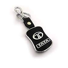 Techpro Imported Leather Tata Key Chain/Key Ring with Chrome Car Logo ...