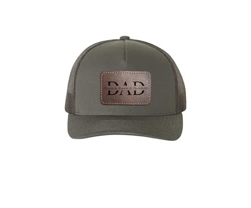 Amazon.com: Personalized Dad Hat with Kids Names, Custom Leather Patch ...