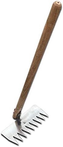 KRUFE Heavy Duty Steel Garden Rake with 36" Long Polished Wooden Handle ...