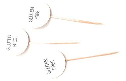 12 Round food flags for food allergy labelling. Assembled food sticks ...