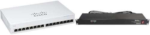 Amazon.com: Cisco 16 Port GE Unmanaged Switch and 8 Outlet 1U Rack ...