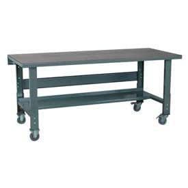 Stackbin HS4830-3512 Series 3512 Steel Adjustable Height Mobile Workbench, Hardboard Skin on ...