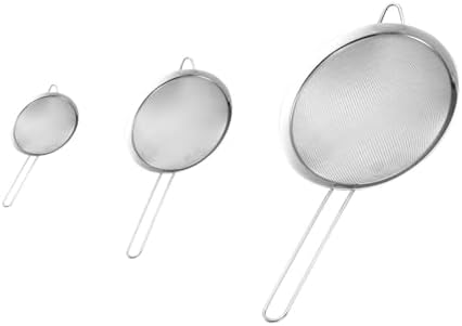 AEX 3X Fine Wire Mesh Kitchen Sieve Set Stainless Steel Food Strainer ...