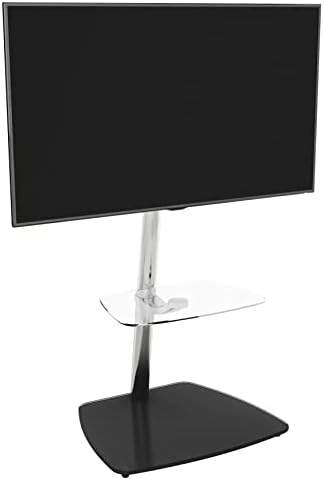 AVF Column TV Floor Stand - Iseo Pedestal TV Stand in Black & Chrome ...