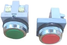 1 Green & 1 Red Push button, spring return/panel push button 230V AC ...