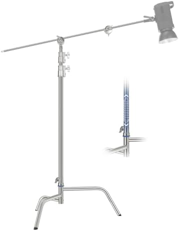 NEEWER 10.5ft Stainless Steel Heavy Duty C Stand with Boom Arm, Quick ...