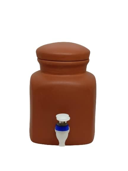 Buy Nature's Stuff Terracotta Clay Square Water Pot with Lid 2 LTR ...