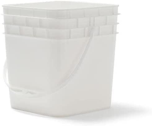 Amazon.com: 3.5 Gallon Square Bucket with Lid & Plastic Handles, Food ...
