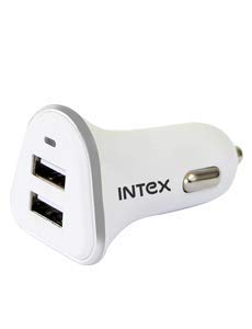 intex 3.4 amp two port compact & powerful universal usb 2.0 car charger ...