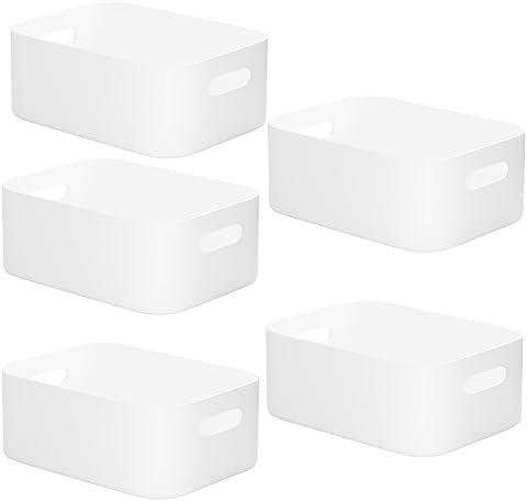 ZEONHEI 18 Pack White Plastic Storage Baskets, 20.5x14x7cm Plastic ...